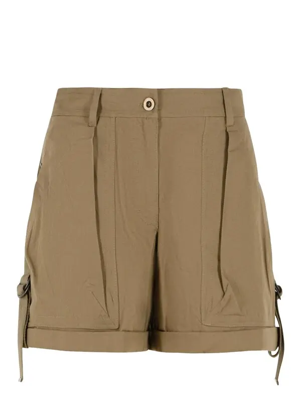 Isabel Marant Étoile Cotton Pleated Shorts With Double Ring Detail - Green