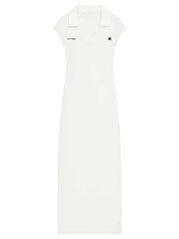COURREGES Double F" Logo Polo Maxi Dress - White