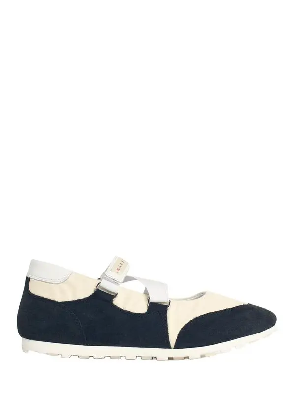 Marni Ballerina Flats In Fabric And Suede - Black