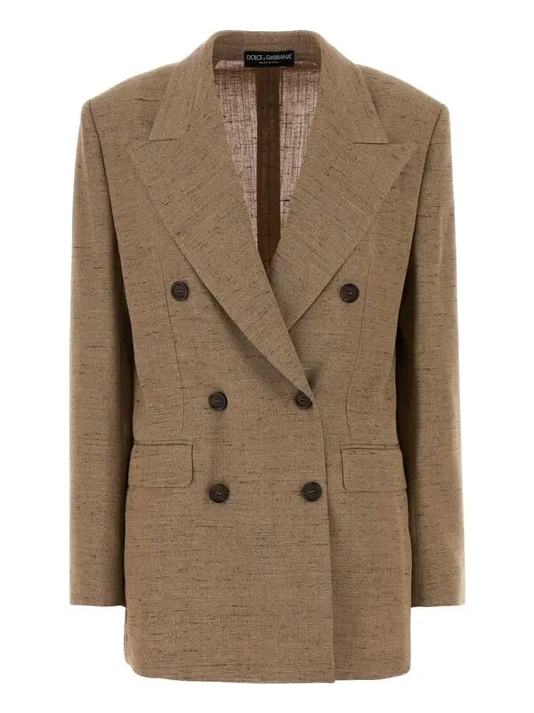 Dolce & Gabbana Biscuit Tweed Blazer - Brown