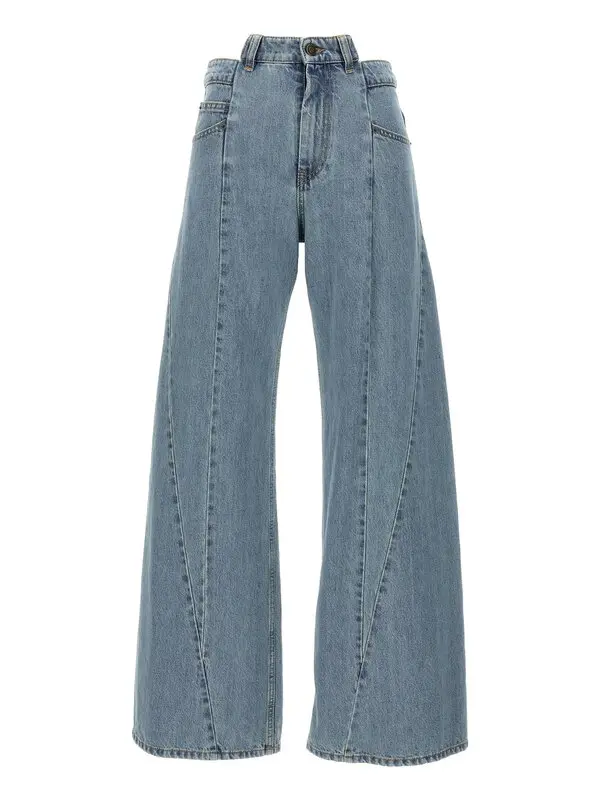 MAISON MARGIELA Asymmetrical Waist Wide Leg Jeans - Blue