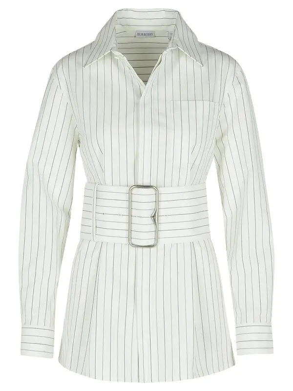 Burberry Cotton Dress With Belt - White