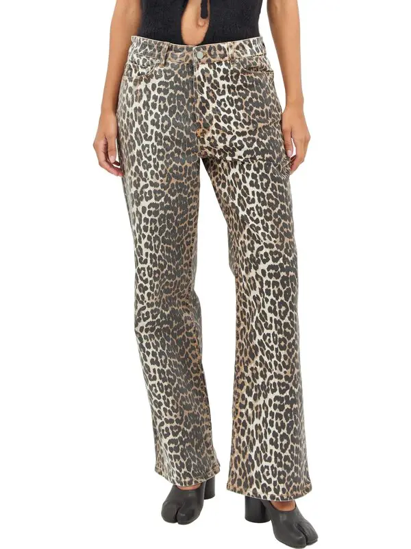 GANNI Leopard Print Izey Pants - Brown