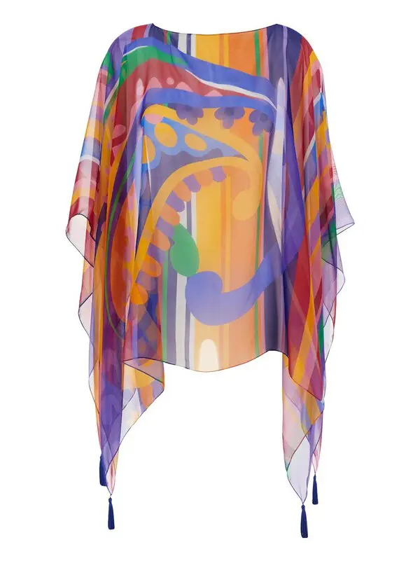 Etro Cape With All-over Print And Tassel Detail - Multicolor