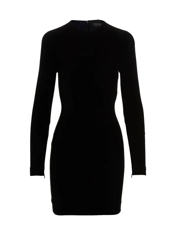 Balenciaga Ruched Twill Mini Dress - Black