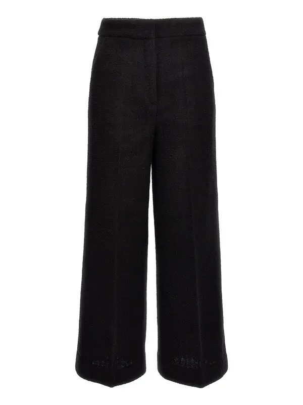 Moschino Cropped Bouclè Wool Blend Pants - Black