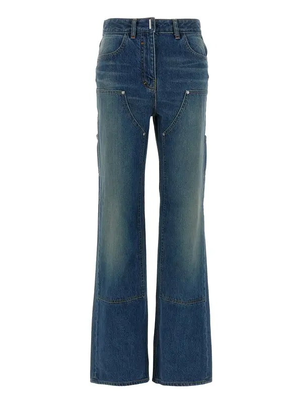 Givenchy Wide Leg Jeans With Flap Detail - Blue