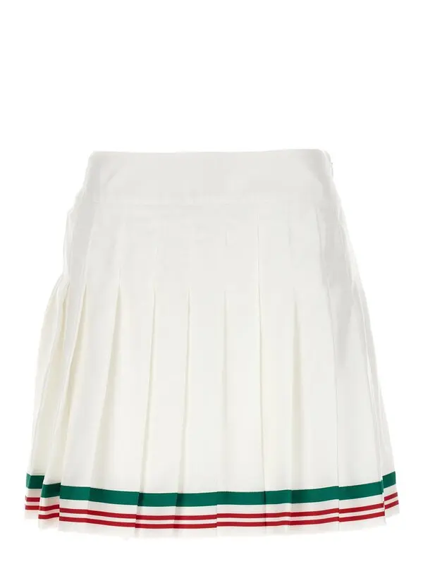 Casablanca Casa Way" Pleated Silk Skirt With Band Print - White