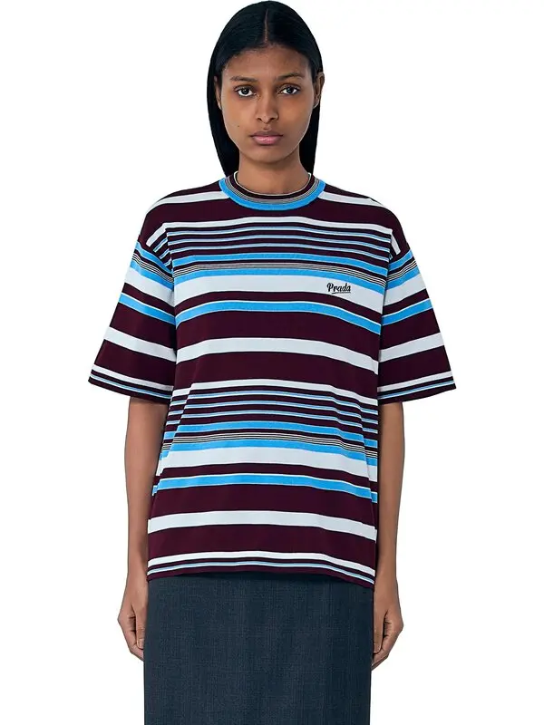 Prada Striped Crewneck T-shirt - Red