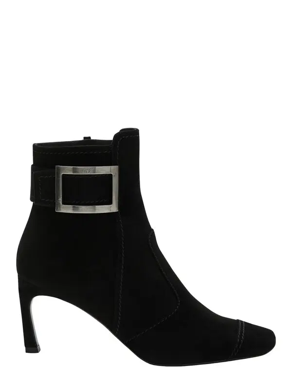 ROGER VIVIER Trompette Suede Ankle Boot - Black