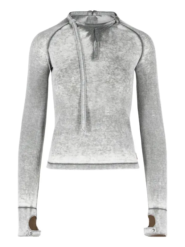 DIESEL® Ribbed Fitted Pullover With Partial Zip - Gray