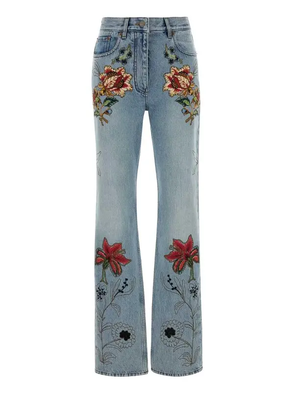 Valentino Garavani Embellished Denim Jeans - Blue