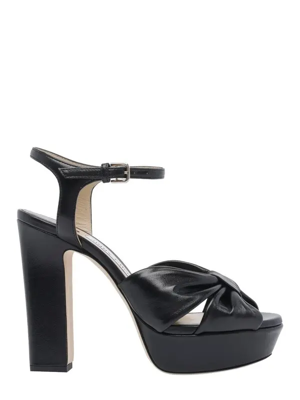 JIMMY CHOO Heloise Open Toe Block Heel Sandals - Black