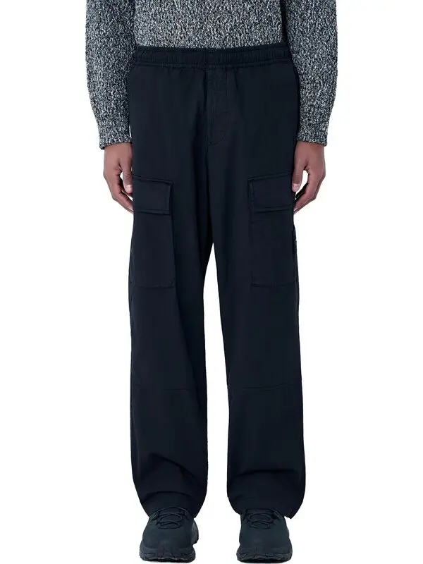 Stone Island Elasticated Cargo Trousers With Logo Patch - Black