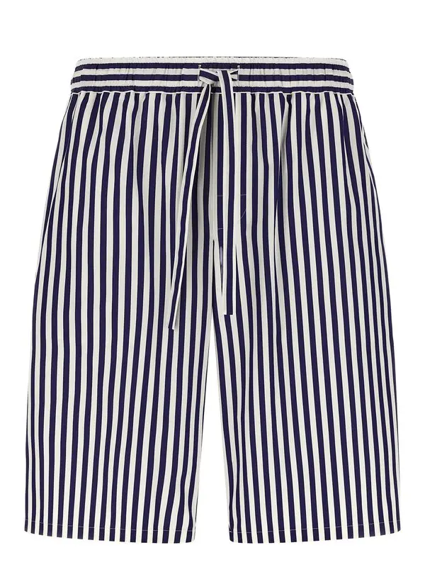 Dolce & Gabbana Striped Cotton And Silk Blend Bermuda Shorts - Blue