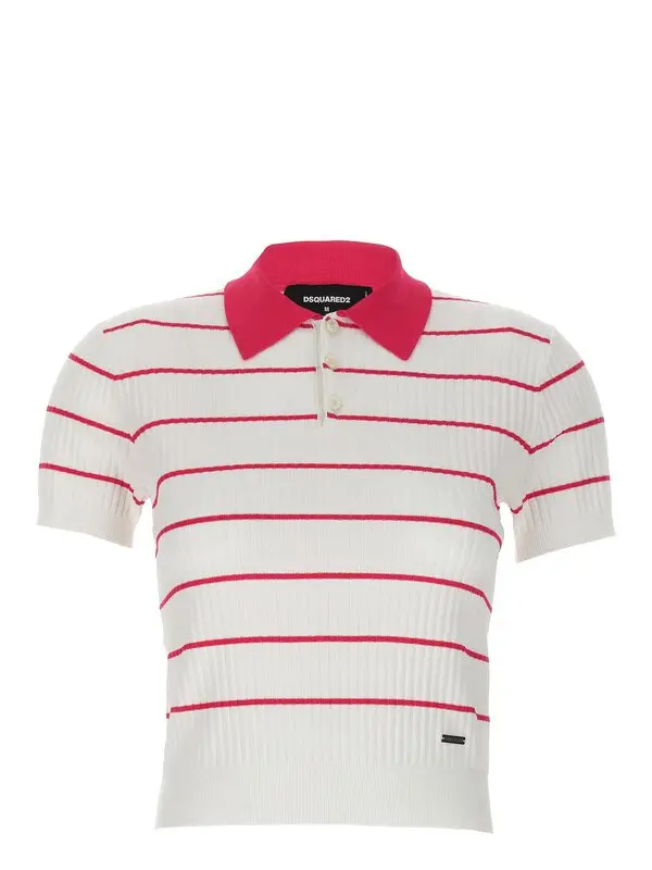 Dsquared2 Striped Ribbed Polo Shirt - Multicolor