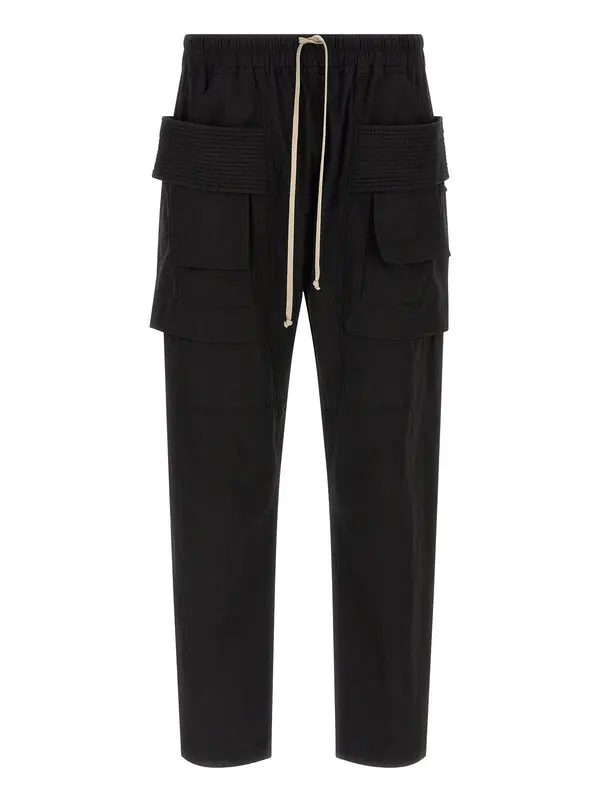 Rick Owens Creatch Cargo Drawstring' Pants - Black