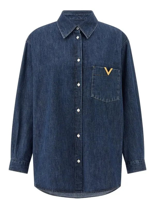 Valentino Garavani Vgold Denim Shirt - Blue