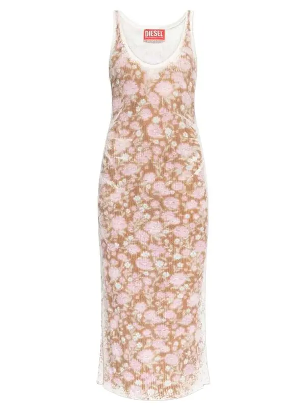 DIESEL® M-blom Floral Ribbed Midi Dress - Multicolor