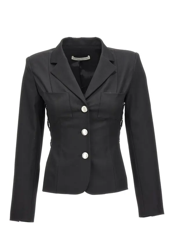 Alessandra Rich Single-breasted Lace-up Blazer - Black