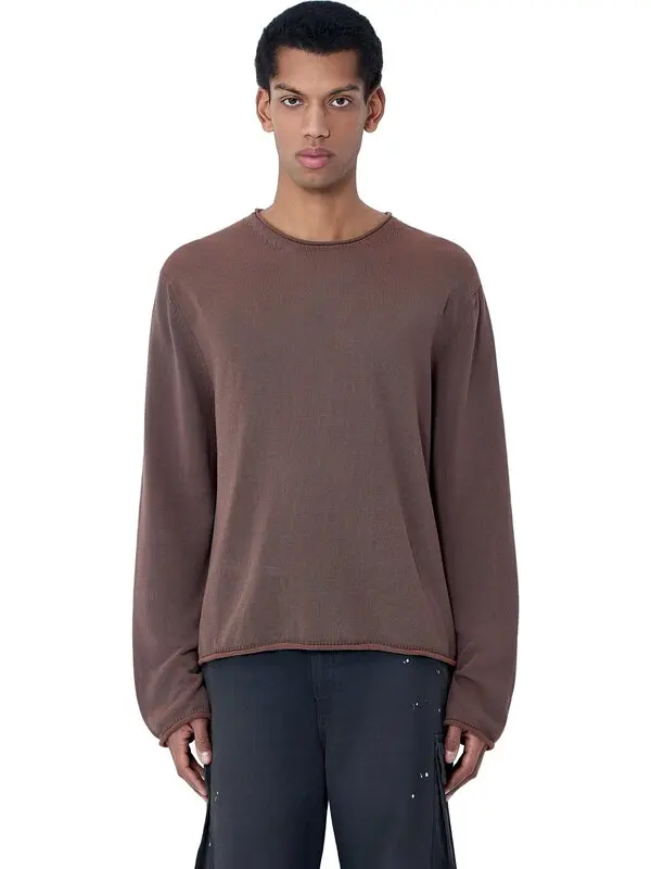 Our Legacy Rigid Popover Sweater Fine Knit Crewneck - Brown