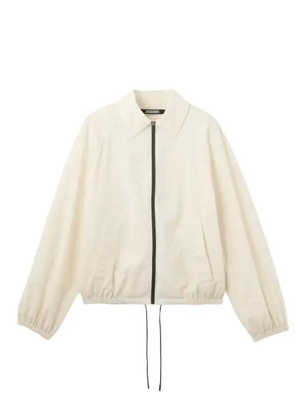 Jacquemus Zip-up Windbreaker With Drawstring Hem - White