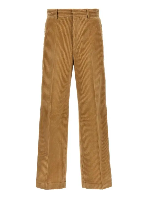 Palm Angels Corduroy Trousers With Contrast Side Bands - Cream