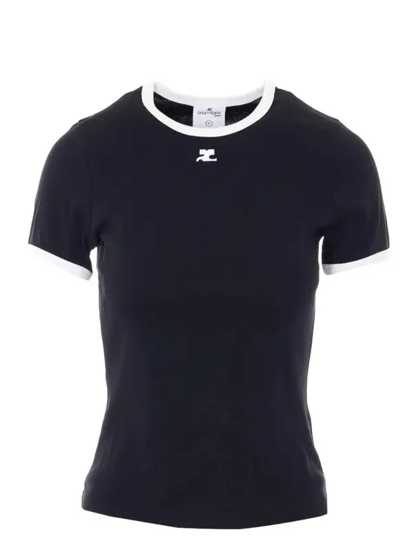 COURREGES Signature Contrast T-shirt - Black