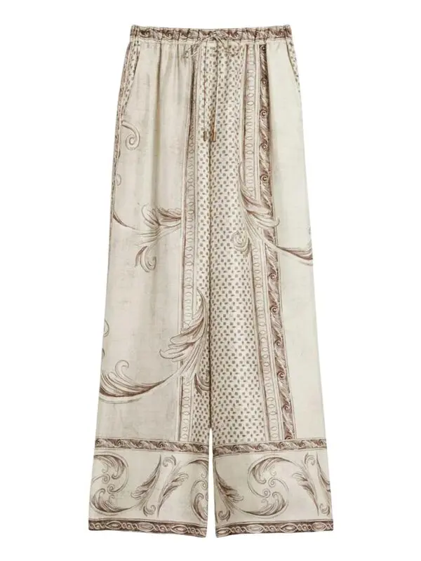 Max Mara Flowing Printed Silk Twill Pants - Multicolor
