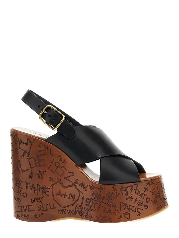 Chloé Maxime Wedges With Crossover Straps - Black