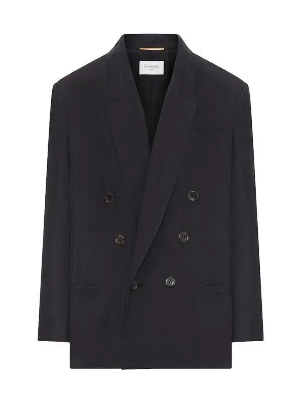 Saint Laurent Double-breasted Silk Jacket - Black