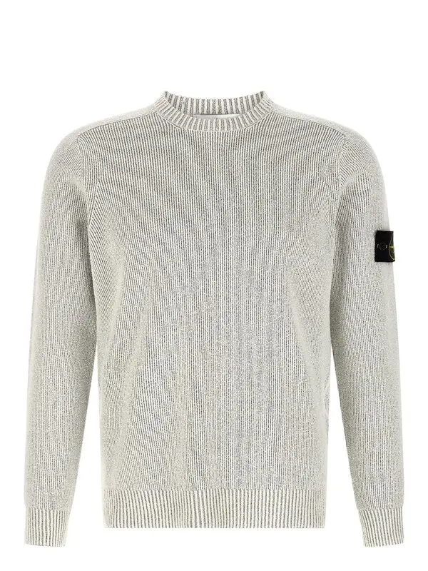 Stone Island Ribbed Bouclé Cotton Sweater - Gray
