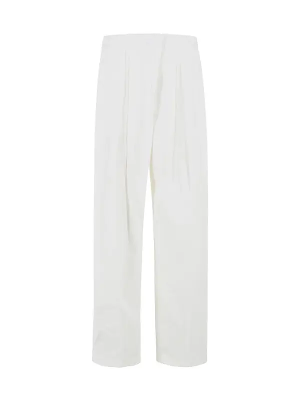 JIL SANDER Milk Cotton And Silk Trousers - Cream