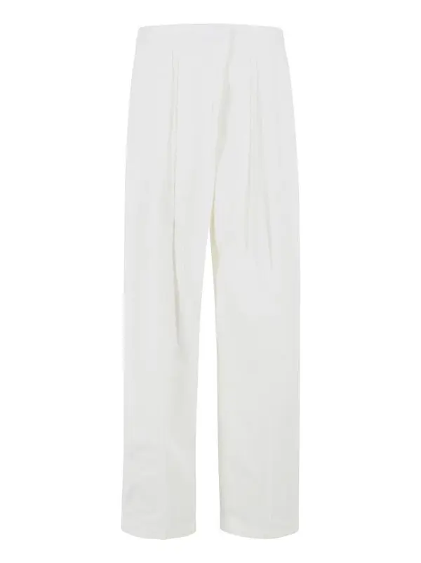JIL SANDER Milk Cotton And Silk Trousers - Cream