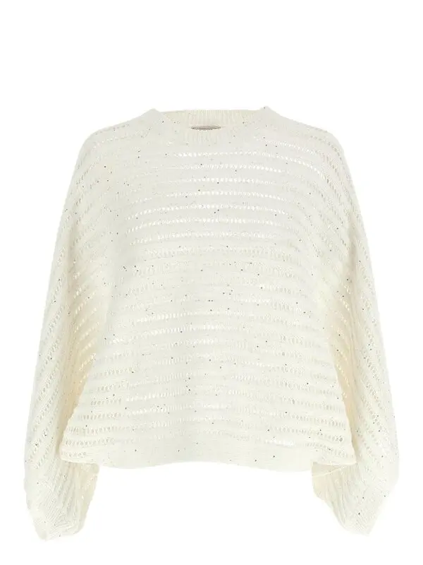 Peserico Tricot Florette Sweater With Sequin Embellishment - White