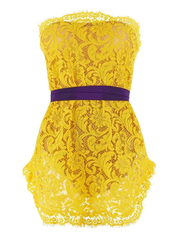 Dsquared2 Sophie Lace Off-the-shoulder Minidress - Yellow