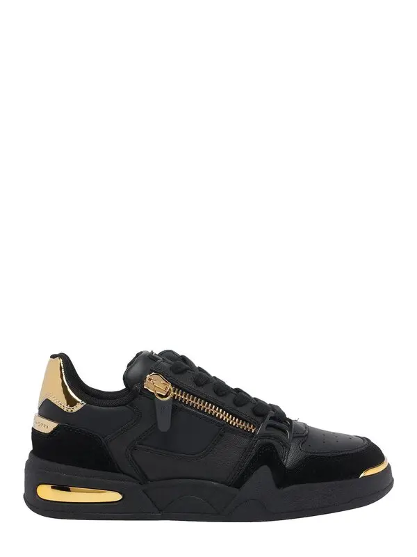 GIUSEPPE ZANOTTI Ghost" Leather And Suede Sneakers With Accents - Gold