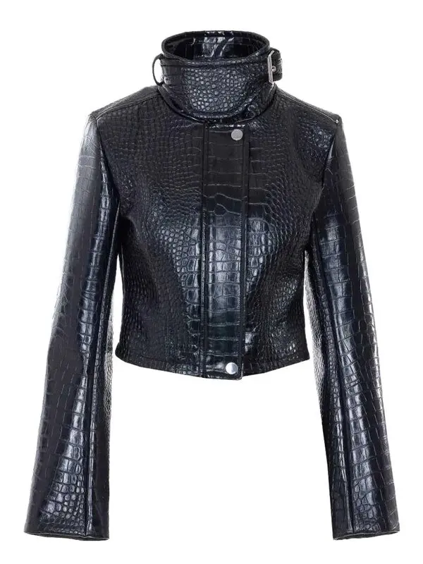 Sportmax Cropped Alligator Print Jacket - Black