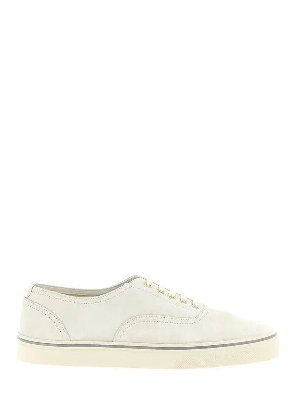 Brunello Cucinelli Suede Leather Lace-up Sneakers - Cream