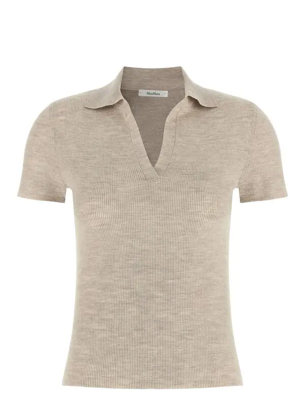 Max Mara Ribbed Wool Polo Shirt - Cream