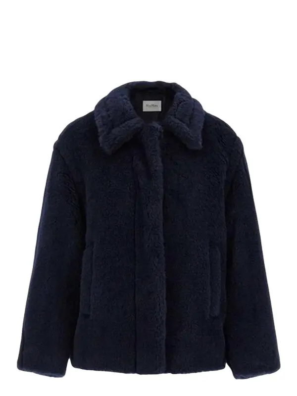 Max Mara Alpaca And Wool Teddy Fabric Coat - Blue