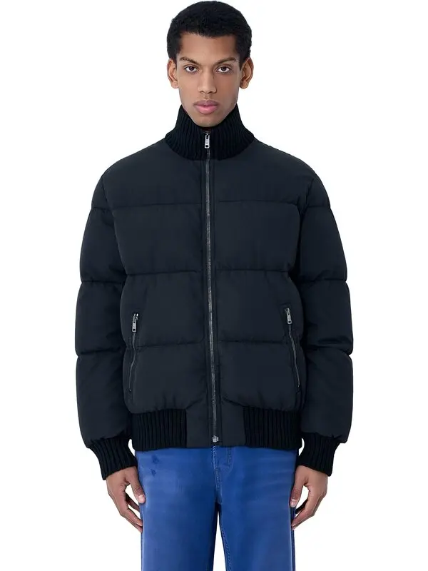 Prada High Neck Zip Up Puffer Jacket - Black