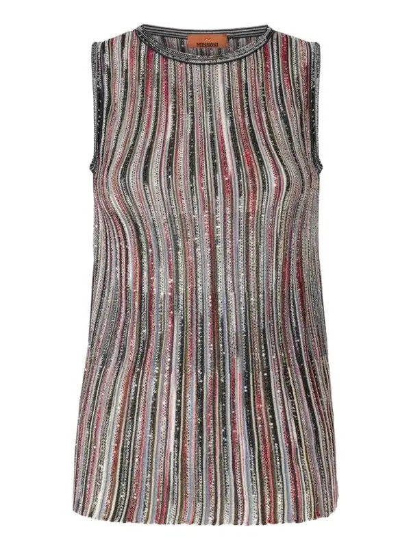 Missoni Sleeveless Sequin Embellished Striped Top - Multicolor