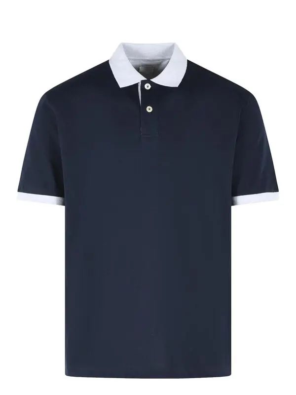 Eleventy Beige Cotton Polo Shirt - Blue