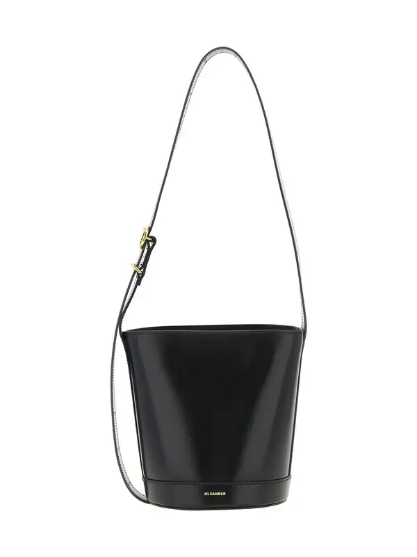 JIL SANDER Cannolo" Leather Bucket Bag - Black
