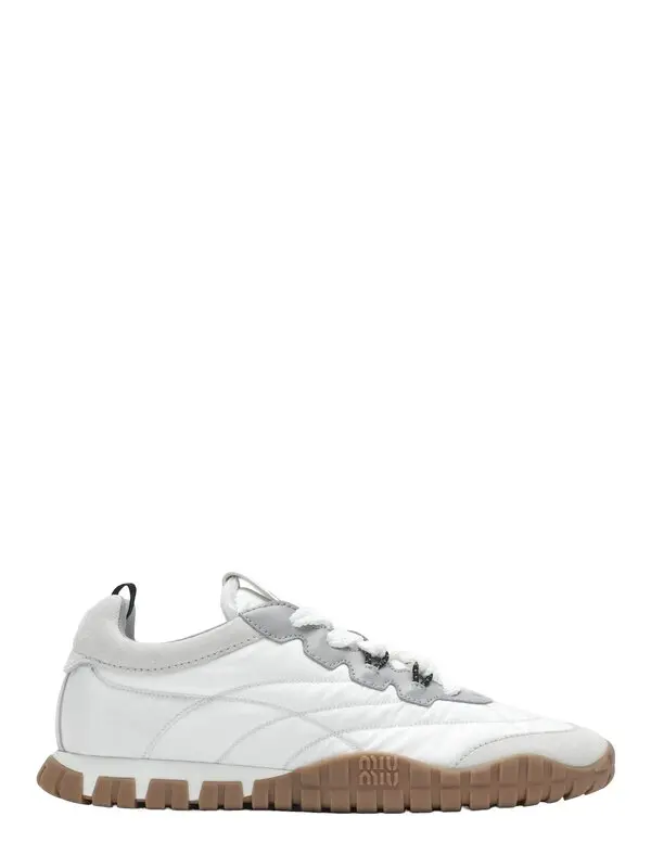 Miu Miu Technical Fabric And Suede Sneakers - White