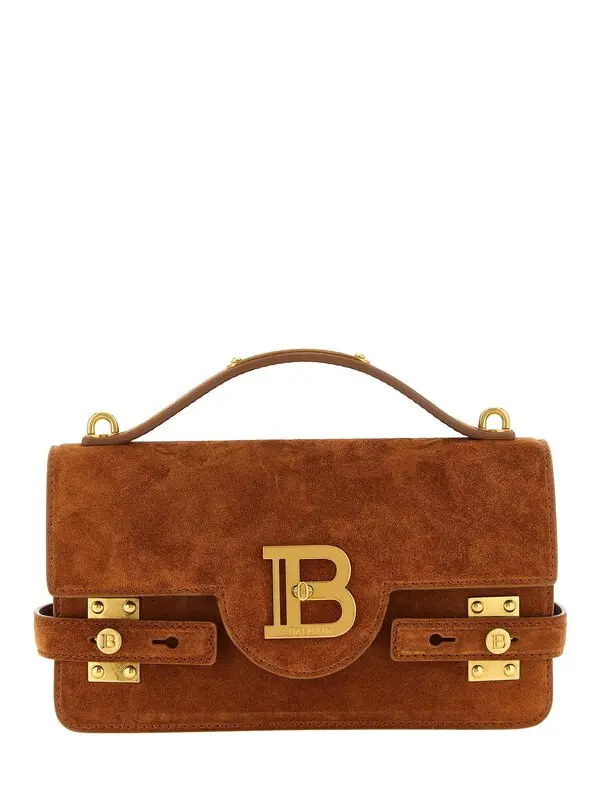 Balmain B-buzz 24 Suede Handbag - Brown