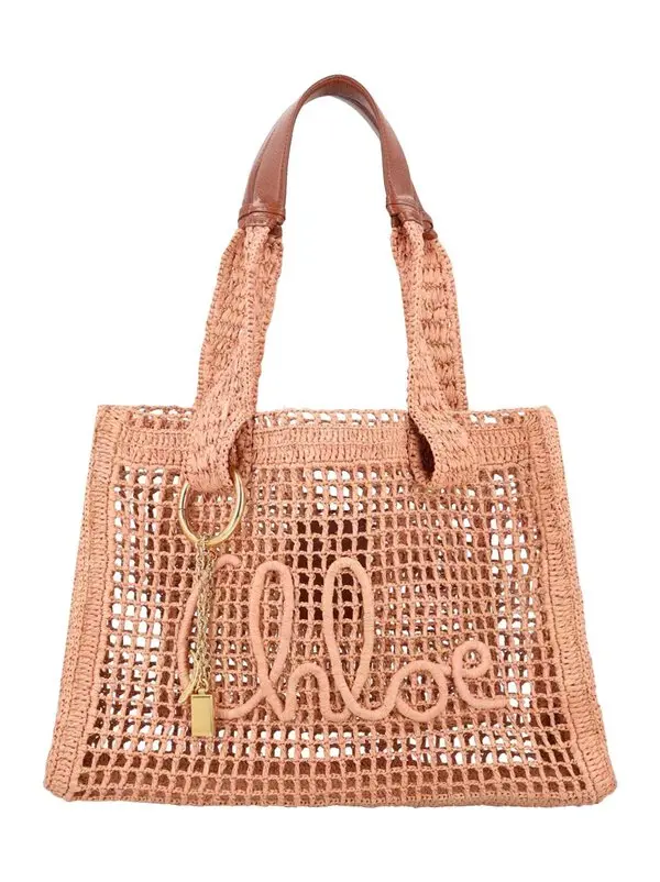 Chloé Raffia Tote Bag - Pink