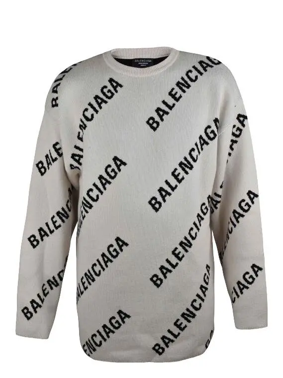 Balenciaga Monogram Logo Sweater - White