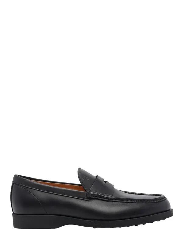 TOD'S Leather Slip-on Loafers - Black